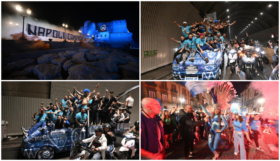 Napoli campione d’Italia | caroselli in città | in 40 su un furgone Napoli campione d’Italia | caroselli in città | in 40 su un furgone