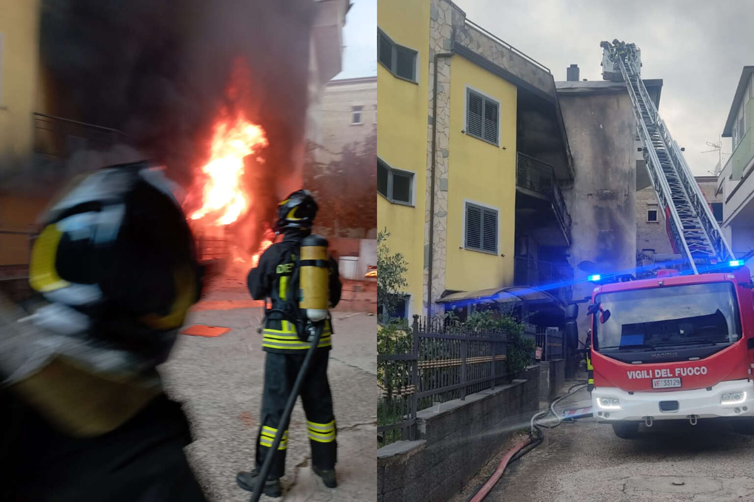 Incendio in abitazione: fiamme dal garage avvolgono edificio a due piani